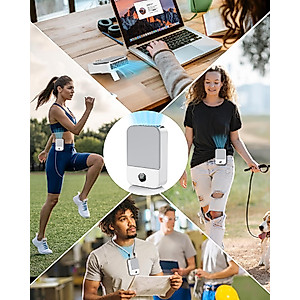 ASNUG Portable Neck Fan, 2000mAh Waist Clip Fan, USB Rechargeable Personal Fan with Lanyard, 3 Speed Adjustable, LED Display, Wearable Body Belt Fan for Kids Girls Women Men Outdoor Travel
