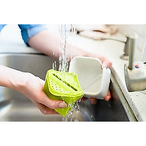 Full Circle Stash Ceramic Sink Caddy and Organizer, Green and White