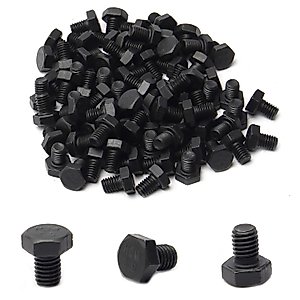 MroMax 100Pcs M6 x 8mm Hex Head Screw Bolt, Carbon Steel Grade 8.8, Black Oxide Finish, Full Thread, Hexagon Head Bolts for Furniture Repair