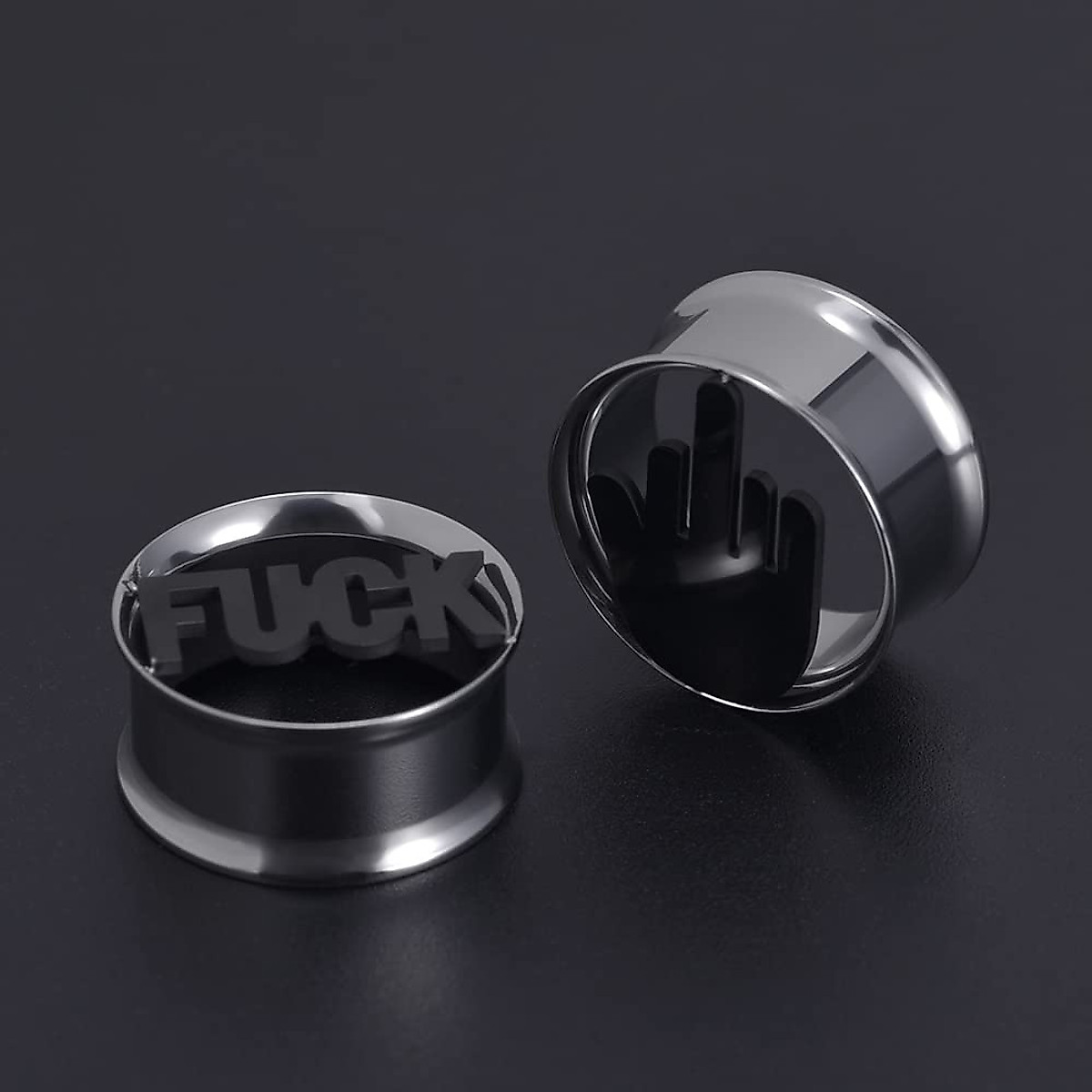 COOEAR Stainless Steel Ear Tunnels, Double Flared Gauges Earrings, Piercing Plugs Expander.