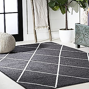JONATHAN Y SEU102A-8 Cole Minimalist Diamond Trellis Indoor Area-Rug Modern Contemporary Casual Easy-Cleaning Bedroom Kitchen Living Room Non Shedding, 8 X 10, Black/White