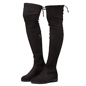 Herstyle Secret Obsession Women's Over the Knee Boots Thigh High Stack Heel Long Stretch Fall Riding Boots, Black, Size 8.0