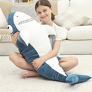 HAIJUNYA 48” Blue Giant Sharks Plush,Large Whale Shark Stuffed Animals, Big Ocean Sea Fish Squishy Body Pillow Soft Plushies Toys,Gifts for Kids Girls Boys, Birthday,Easter