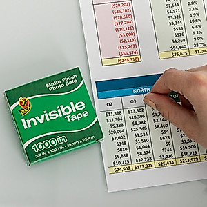 Duck Brand Matte Finish Invisible Tape Refill for Dispenser, 10 Rolls, Each Roll 3/4-Inch x 1000 Inches for 10000 Total Inches