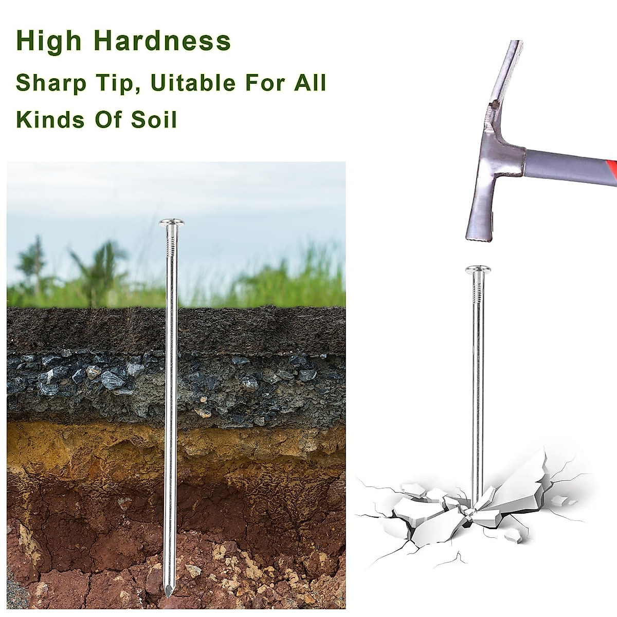 50 Count Outdoor Furniture Stakes，Stainless Steel Spira Patio Mats Stakes, Used for Fixing Rugs, Tents, Tarps, and RV Mats，Rv Camping Accessories for Outside,Camper Must Haves