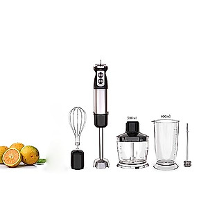 5 in 1 Immersion Hand Blender, 600W Powerful Heavy Duty Motor Stick Blender BPA Free 2 Speed Turbo Boost, Stainless Steel Blades with 600ml Measuring Cup for Kitchen Includes Whisk Attachment