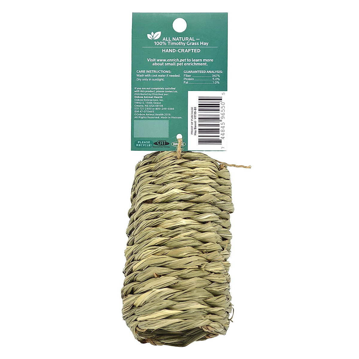 Oxbow Animal Health Timothy Club Hay Barrel