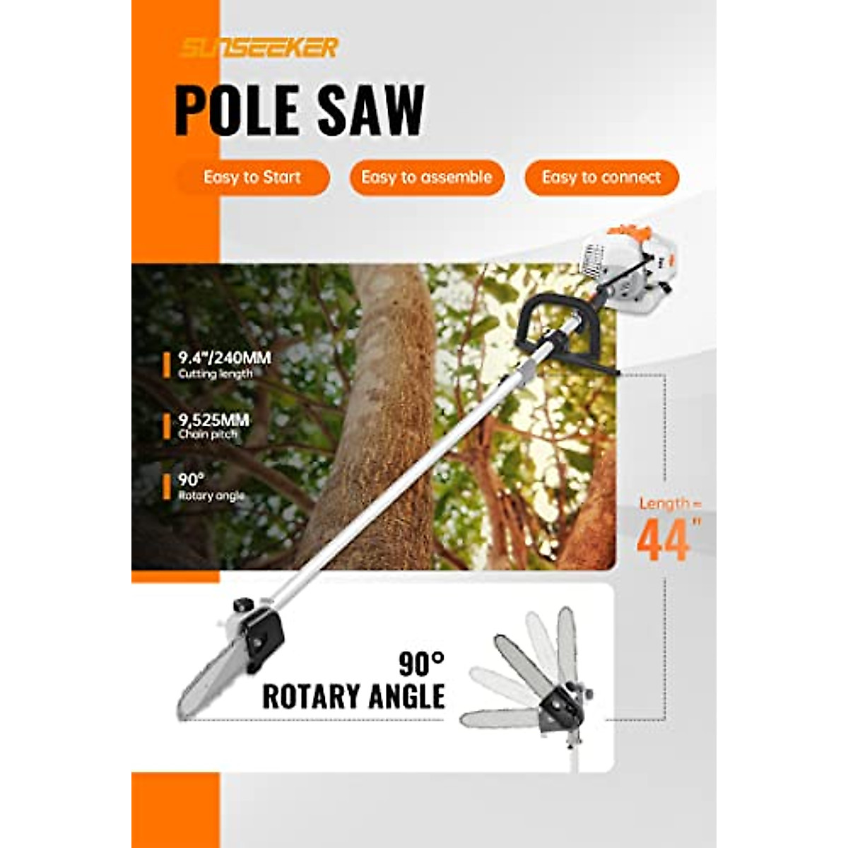 SUNSEEKER 26cc Weed Eater/Wacker Gas Powered, 4 in 1 String Trimmer, Wheeled Edger, Hedge Trimmer and Brush Cutter Blade, Multi Yard Care Tools, Rubber Handle & Shoulder Strap Included