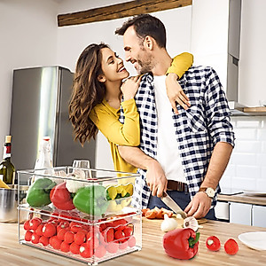 Refrigerator Organizer Bins - 6 Pack Fridge Organizers and Storage Clear, Three Size Clear Stackable Storage Bins for Pantry, Freezer, Cabinet, Drawer - BPA Free