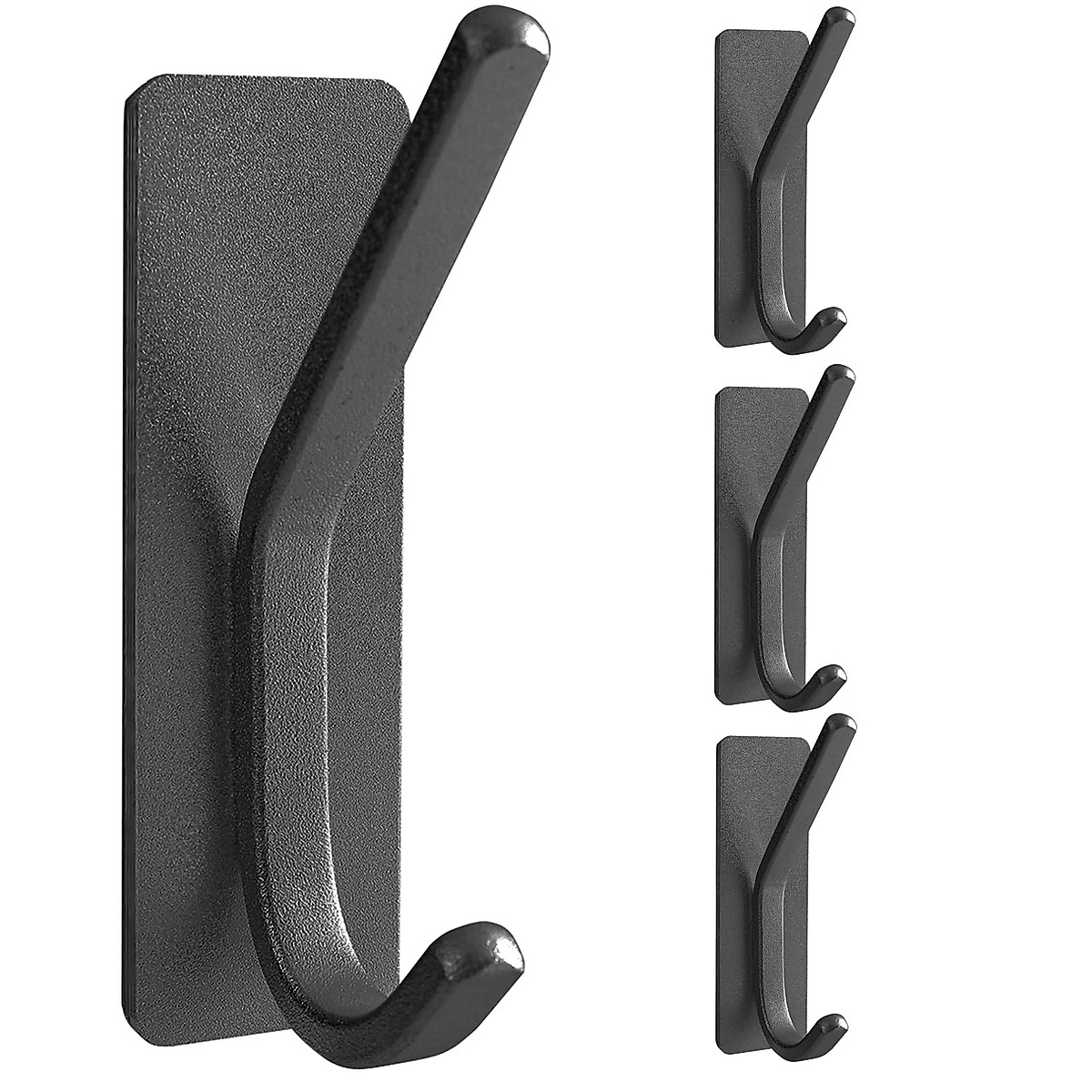 Paoli Heavy Duty Self Adhesive Hooks - Sturdy self Adhesive Hooks for Home, School and Office Easy to fit and Remove （ Black ，Set of 4）