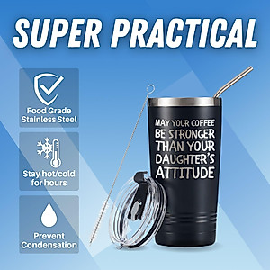 Onebttl Dad Gifts from Daughter, Funny Dad Tumbler Coffee Mug for Father's Day, Birthday, Christmas, Stainless Steel Travel Mug 20oz - Strong Coffee