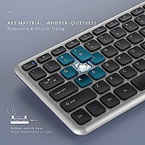 TechGround Wireless Keyboard and Mouse Combo, 2.4GHz Ultra Thin Full Size Wireless Keyboard Mouse Set for Laptop, PC, Desktop, Windows 7, 8, 10, Black and Silver