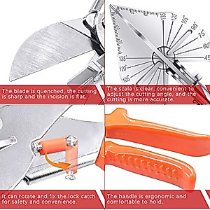 Hilitchi Upgraded Multi Angle Miter Shear Cutter Cuts 45 to 135 Degree Miter Snips Cutting Tool for Small Miter Jobs and DIY Projects with 5 Replacement Blades and Spanner
