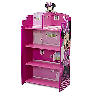 Delta Children Wooden Playhouse 4-Shelf Bookcase for Kids, Minnie Mouse
