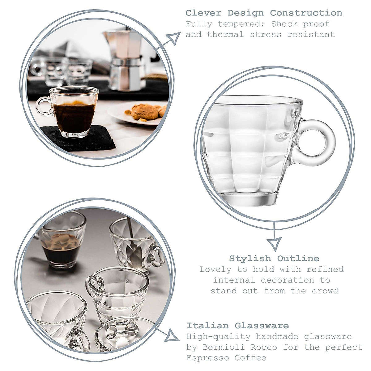 Bormioli Rocco Easy Bar Cappuccino Cups (Espresso Cube)