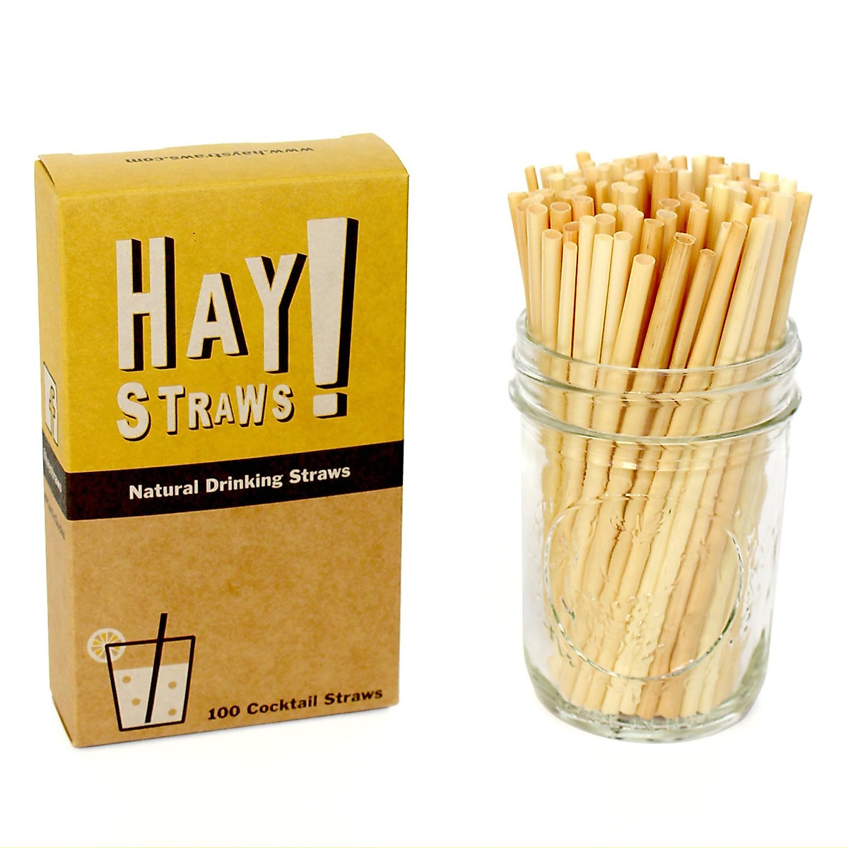 HAY! Straws Cocktail Straw | 100ct | 5" | 100% Biodegradable, 100% Plant-Based, Never Soggy, Gluten-Free | Sustainable Alternative to Plastic & Bioplastic Straws