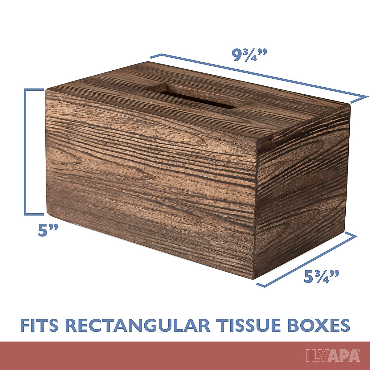 Ilyapa Wood Tissue Box Cover Rectangular - Rustic Farmhouse Wooden Tissue Holder