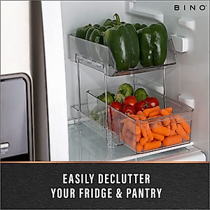 BINO 2 Tier Clear Storage Organizer with Dividers | Bottom Slide Out Drawer for Under Sink, Medicine Cabinet | Bathroom Closet, Vanity, Pantry Organizer | Under Cabinet Storage for Bathroom & Kitchen