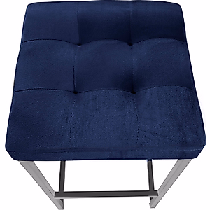 Meridian Furniture Nicola Collection Modern | Contemporary Upholstered Counter Height Stool with Tufted Seat and Durable Steel Base, Set of 2, Navy Velvet, 15" W x 15" D x 26.5" H