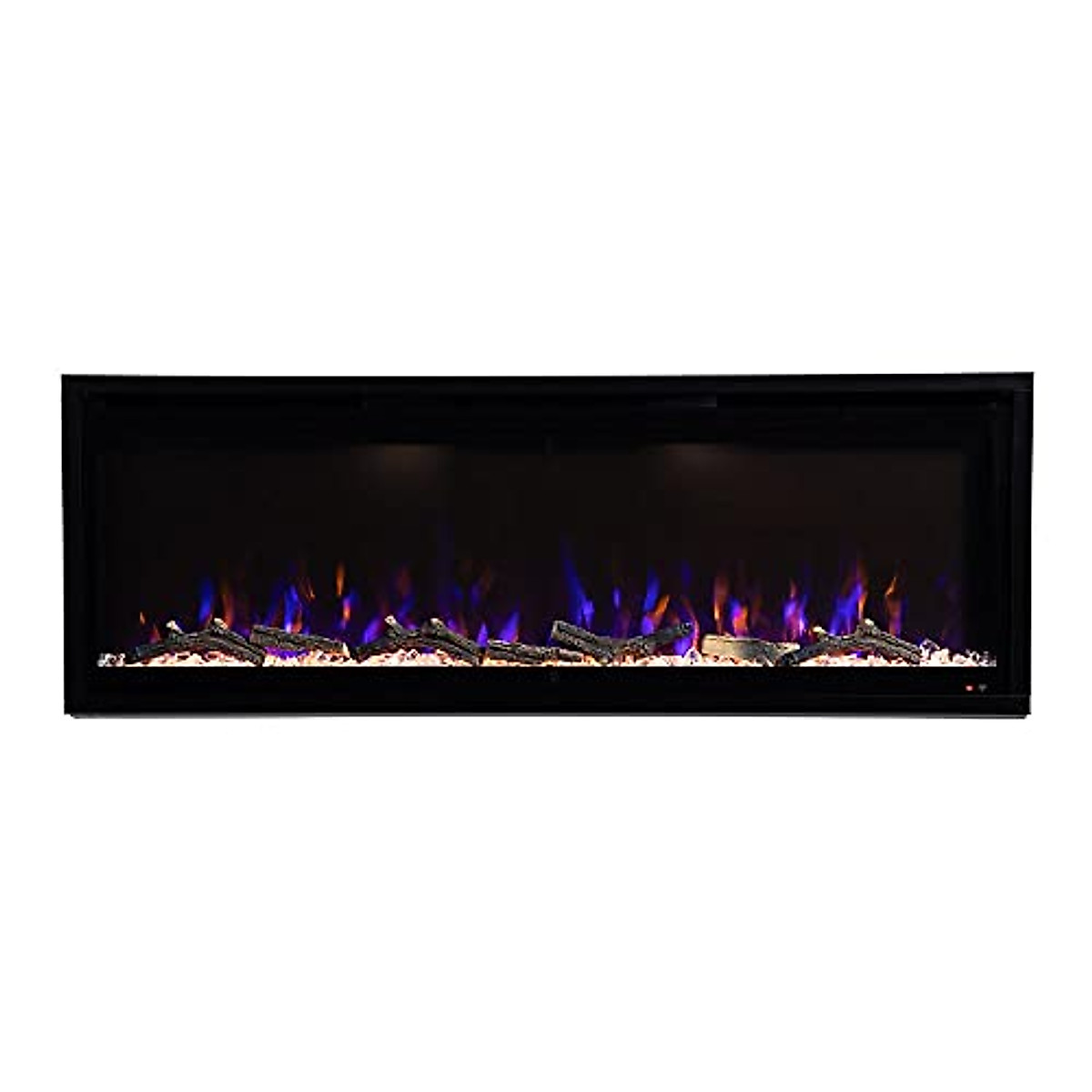 Modern Ember Aerus 72 Inch Smart Linear Electric Fireplace - Recessed in-Wall and Wall-Mount, Multiple Flame Colors, Compatible with Alexa and Google Assistant, Black