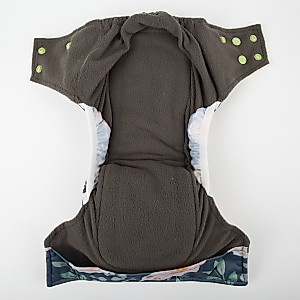 Sigzagor 3 AIll in One Cloth Diapers Nappies for Night AIO Sewn in Insert Reusable Washable (Flower Set)