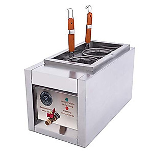 Cutycaty Electric Pasta Cooking Machine Stainless Steel Noodle Oven Pasta Cooking Tool, 2 Holes Noodle Cooking Machine 110v Noodle Maker, Commercial Pasta Cooker with Rotary Temperature Control