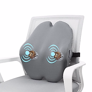 Foamula Vibrating Lumbar Support Pillow, Back Support Pillow with Vibrating Motors for Back Pain Relief, Ergonomic Design with Adjustable Strap for Home Office Chair, Gaming Chair, Car Seat, Plane