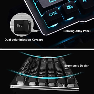 Rechargeable Keyboard and Mouse,Suspended Keycap Mechanical Feel Backlit Gaming Keyboard Mouse Set-Wireless 2.4G Drive Free,Adjustable Breathing Lamp,Anti-ghosting,12 Multimedia Keys (Black-RGB)
