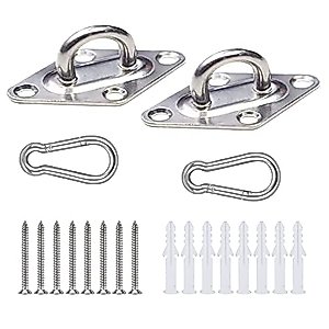 2 Sets Heavy Duty Hammock Hanging Kit,Stainless Steel Hammock Stands for Wall Ceiling Mount,Wall Ceiling Hook for Tree Swing Rope Hammock Chair Yoga Hardware Kit Hanging Hooks,Shade Sail Hardware