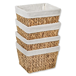 Trademark Innovations 11.5" Hyacinth Storage Basket with Handles and Fabric Liner Rectangular (Set of 4)