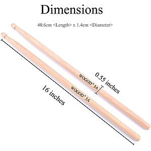WOGOD 5A Drum Sticks Maple Drumsticks (Two pair)