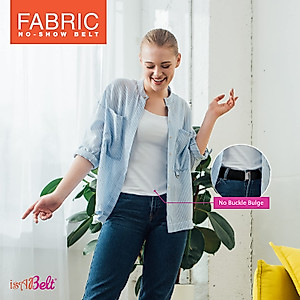 isABelt Women's WIDE Magnetic Flat Fabric Belt, Black, One Size