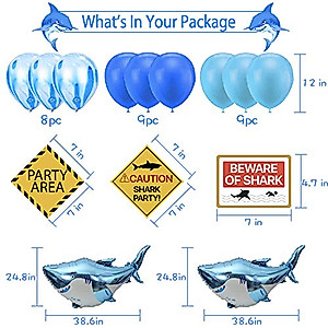 Shark Birthday Party Decorations,73 pcs Shark Theme Birthday Party Supplies for Kids,Boys Include Shark Balloons,Shark Birthday Banner,Shark Cake Topper for Ocean Theme Birthday Party