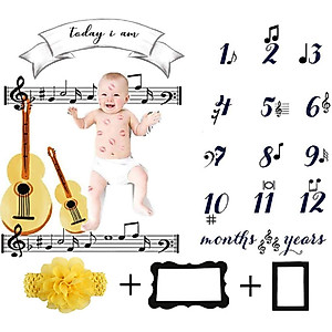 Baby Monthly Milestone Blanket Newborn Neutral Age Photo Props Shoots Backdrop Personalized Photography Growing Infants Toddlers Swaddle Blanket Includes Headband Frame