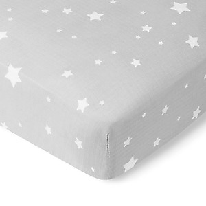 Newton Baby Fitted Mini Crib Sheets (2-Pack) | Organic Muslin Cotton, Breathable & Soft Baby Sheets, Washable Baby Mattress Sheets, Fits Any Mini Sized Crib 24" x 38", Stardust Twilight Grey + White