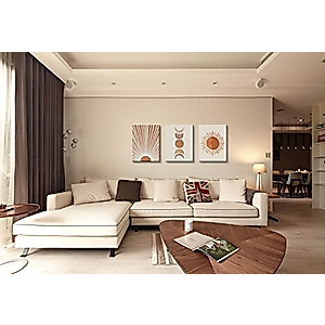 Boho Prints Sun Wall Art - Mid Century Moon Phase Canvas Paintings for Home Decoration Bohemian Framed Abstract Artwork 3PCS 12x16 Inches Pictures for Teens Bedroom Dorm Living Room Bathroom Painting