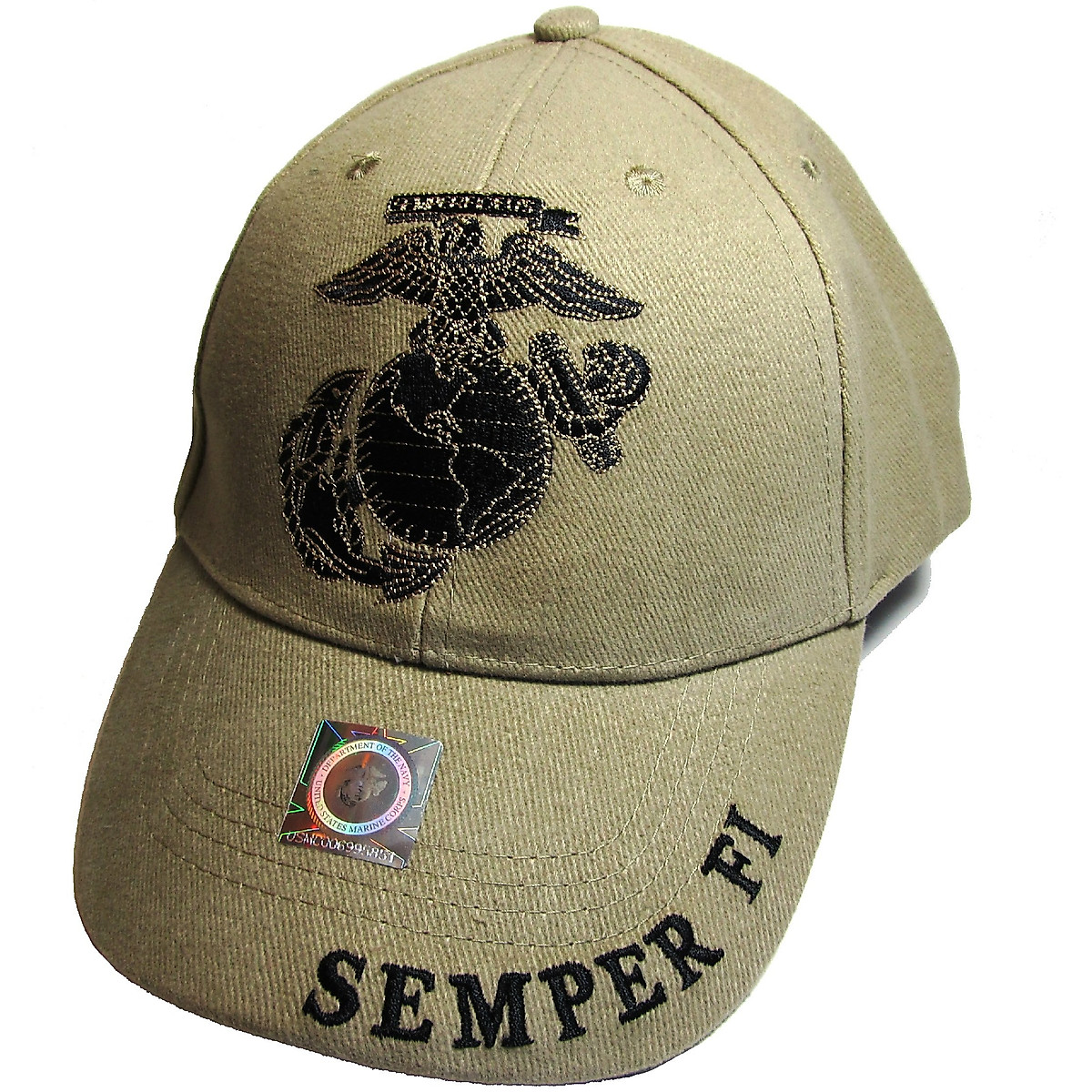 EagleEmblems United States Marine Logo Eagle Subdued Hat Cap USMC Tan One Size