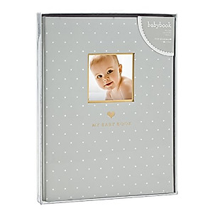 Little Blossoms Baby Keepsake Book, Baby Photo Album, Baby Memory Book, Gender-Neutral Gray Polka Dot