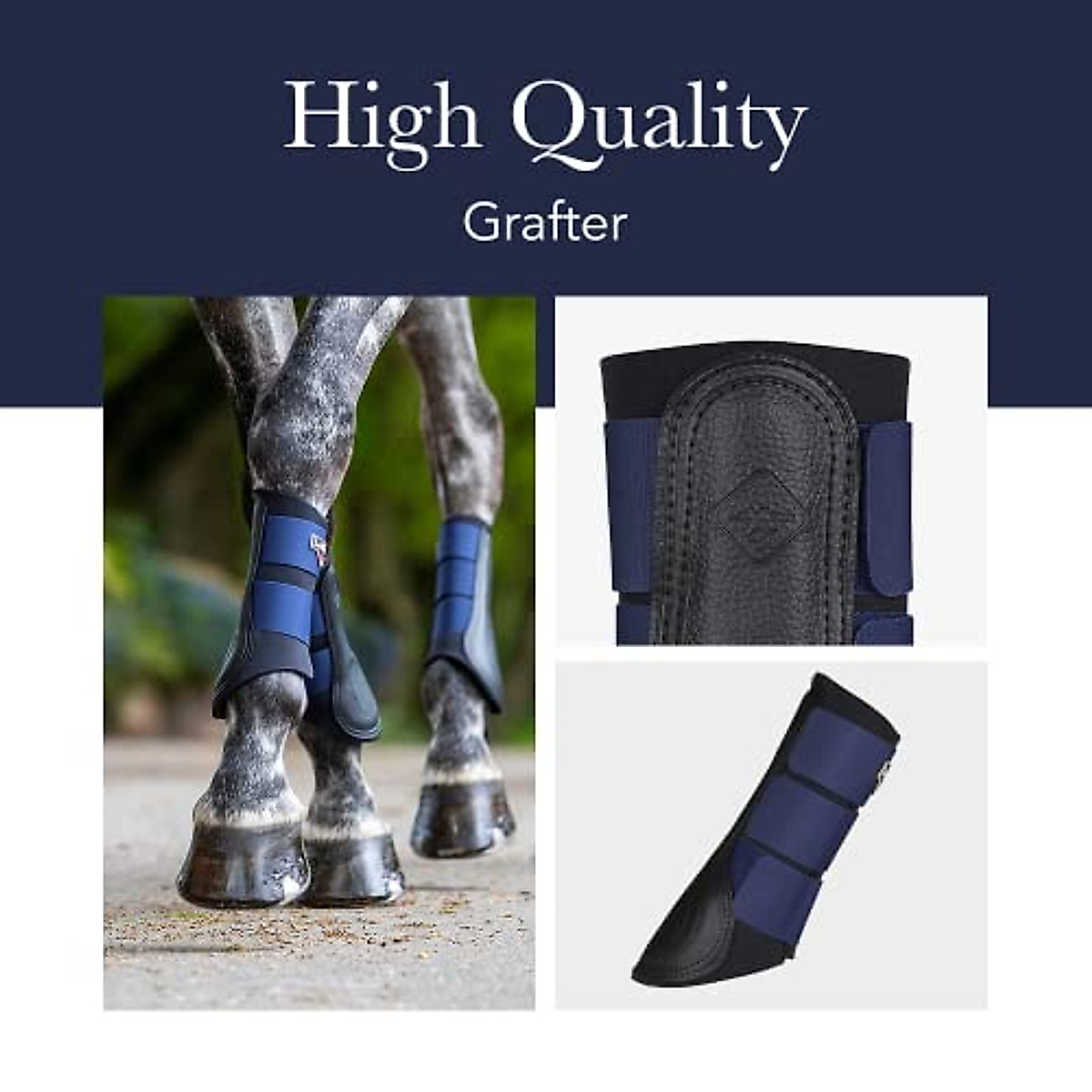 LeMieux Grafter Brushing Horse Boots - Protective Gear and Training Equipment - Equine Boots, Wraps & Accessories (Azure - Large)