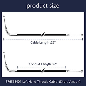 HASMX 576563401 Left Hand Throttle Cable for Husqvarna 560BFS, 570BFS & 580BFS Backpack Leaf Blowers for RedMax EBZ7500 & EBZ8500 Backpack Leaf Blowers - Length 26'' Left Hand ONLY