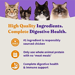 Halo Holistic Indoor Cat Food Dry, Grain Free Cage-free Chicken Recipe for healthy weight support, Complete Digestive Health, Dry Cat Food Bag, Adult Formula, 3-lb Bag