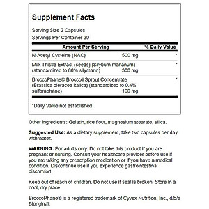 Swanson Nac Detox with Milk Thistle - with Broccophane 60 Caps