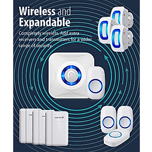 Fosmon WaveLink Door Chime Driveway Alarm Guard Wireless Motion Sensor (500 Feet, 58 Tunes, 5 Volume Levels, LED Indicators) Motion Detector Home/Business/Store Entrance Alert (1 Receiver + 1 Sensor)