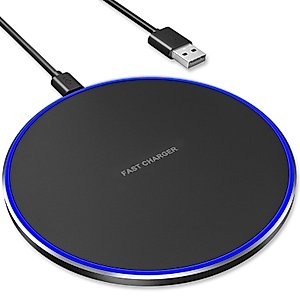 Fast Wireless Charger, 10W Max Wireless Charging Pad for iPhone 15/15 Plus/15 Pro/15 Pro Max/14/13/12/SE/11/X/XR/8, Samsung Galaxy, AirPods/AirPods Pro, Huawei Mate 20 Pro/Mate 30/P50 (No AC Adapter)
