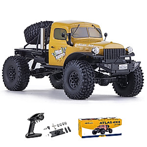 WOWRC RocHobby Atlas 1/10 RC Crawler, 2.4Ghz RC Rock Truck Off Road, RC Car Indoor&Outdoor 2 in 1, RC Rock Crawler 4x4 Hobby Grade for Adults Need to Complete with Battery, Yellow