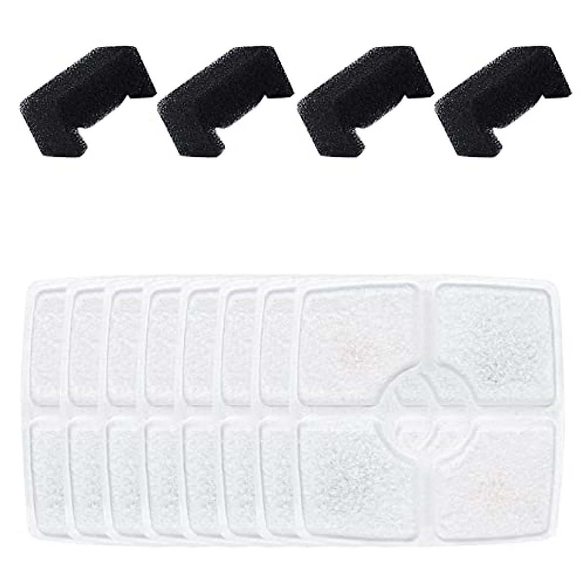 Wonder Creature Cat Fountain Filter for Cubic Cat Water Fountain Stainless Steel Top, 8 Carbon Filters 4 Foam Filters Pack for Cubic Cat Fountain, Elliptical Cat Fountain Filter