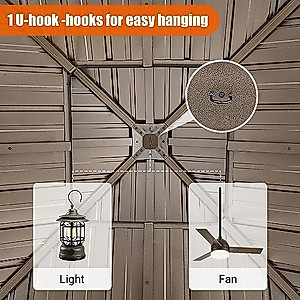 Zevemomo 12x12 ft Hardtop Gazebo, All Weather Outdoor Gazebo with 2 Tiered Steel Roof and Aluminum Frame, Permanent Gazebo with Mosquito Netting and Curtains for Deck, Patio, Backyard, Dark Brown