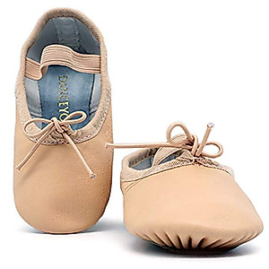 DANCEYOU Premium Authentic Leather Ballet Shoes Split Sole Dance Practice Slippers for Women, 6.5M/240mm