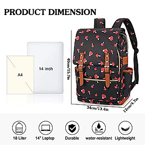Mushroom Laptop Backpack for Girls Women, College School Bookbags for Teenagers
