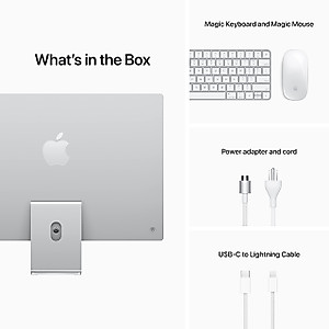 Apple 2021 iMac All in one Desktop Computer with M1 chip: 8-core CPU, 7-core GPU, 24-inch Retina Display, 8GB RAM, 256GB SSD Storage, Matching Accessories. Works with iPhone/iPad; Silver